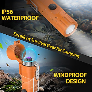 Electric Waterproof Lighters Gifts for Men: LED Flashlight Lighter Christmas Stocking Stuffers for Adults Him Dad Husband Boy Birthday - 3-in-1 USB Dual Arc Outdoor BBQ Camping Hunting Survival Gadget