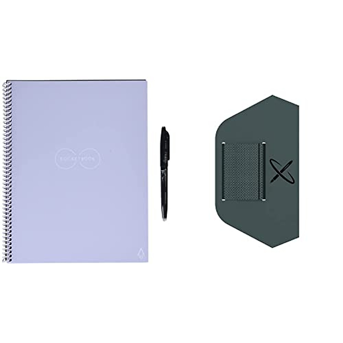 Rocketbook Smart Reusable Notebook - Lined Eco-Friendly Notebook with 1 Pilot Frixion Pen & 1 Microfiber Cloth Included - Lightspeed Lilac, Letter Size (8.5" x 11") & Pen/Pencil Holder (Pen Station)