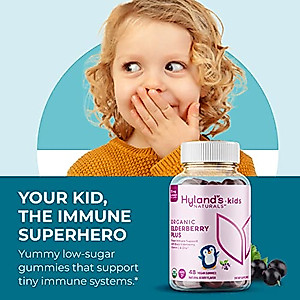 Hyland's Naturals Kids Organic Elderberry Plus Gummies, Organic Black Elderberry with ZINC and Vitamin C, Immune Support for Children, 48 Vegan Gummies (2 Pack)