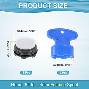 uxcell 8Pcs 24mm Cache Faucet Aerator with 2Pcs Removal Wrench Tool, Faucet Replacement Parts, Water Saving Flow Restrictor Set Replacement Parts for Kitchen Bathroom Sink