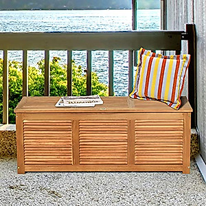Tangkula 47 Gallon Acacia Wood Deck Box, Garden Backyard Storage Bench, Outdoor Storage Container for Patio Furniture Cushions and Gardening Tools (Natural)