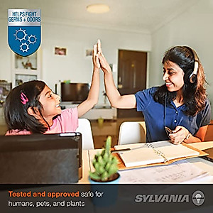 LEDVANCE Sylvania 13" Flush Mount Light Fixture with LightSHIELD Technology, Germicidal, 18W=100W, 1260 Lumens, Dimmable, 90 CRI, 3500K (Bright White), White (75749)