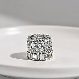 DIAMONBLISS Eternity Ring for Women 925 Sterling Silver Infinity Ring Band | 7.50 Carats 100 Facet Oval Cut Cubic Zirconia CZ Simulated Diamond Engagement Ring (6)