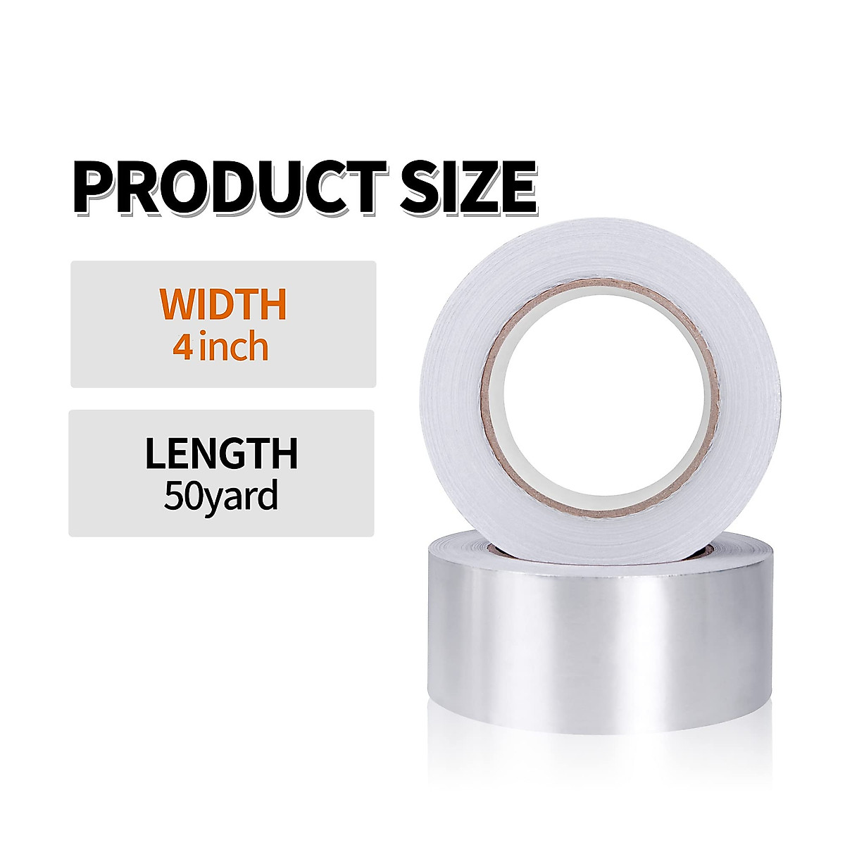 TAPEBEAR Aluminum Foil Tape, Aluminum Air Duct Tape, Withstand 80°C to 100°C, Heat Resistant Tape Insulation Tape for HVAC, Sealing & Patching, Metal Repair, 4inch x 50yard