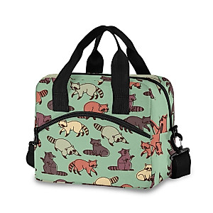 Glaphy Raccoon Cartoon Lunch Bag Insulated Lunch Box Tote Food Container Meal Prep Cooler Handbag