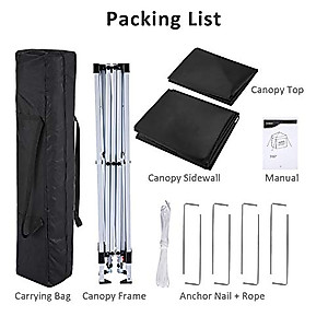 COBIZI 10'x10' Outdoor Canopy Tent, Beach Pop Up Canopy and Portable Gazebo Party Commercial Instant Shelter Tent Waterproof Canopies with 4 Sidewalls & Carrying Bag,Black