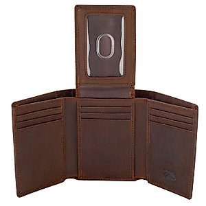 Stealth Mode Trifold Leather Wallet for Men with ID Holder and RFID Blocking (Brown)