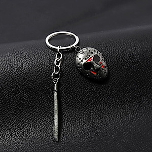 FunBoat Halloween Horror Jason Mask Keychain - Classic Horror Movie Costume Charm - Halloween Gifts for Women Men