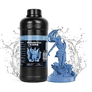 【Third-generation washable resin】NOVA3D Water Washable 3D Resin Lower Odor LCD 3D Rapid Resin 405nm Photopolymer Resin for LCD 3D Printing, Grey, 1000g