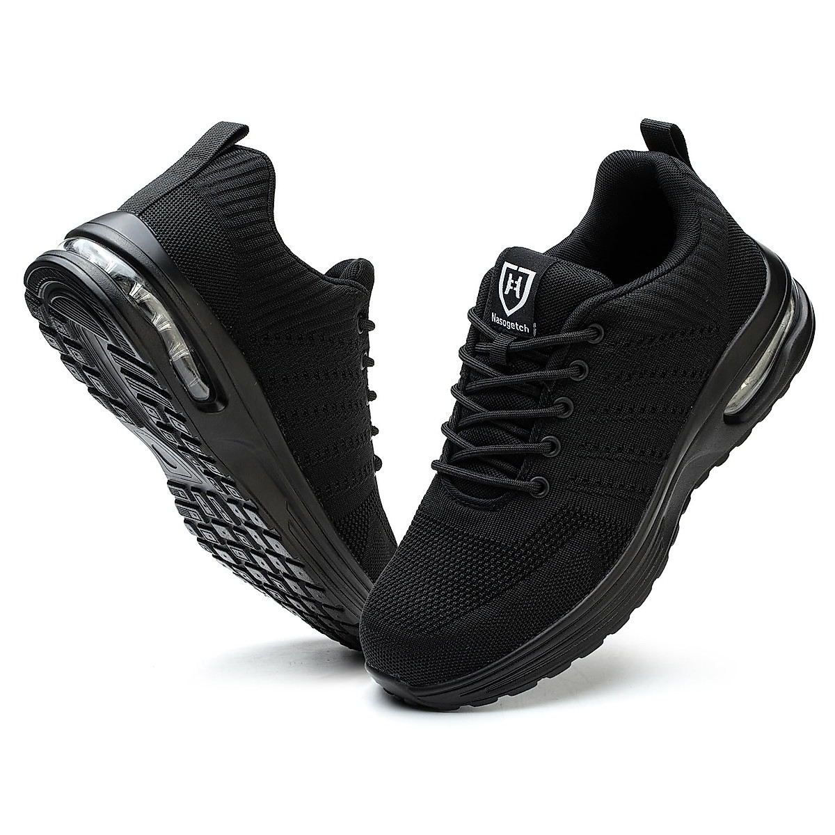 SOGETCH Steel Toe Shoes for Men Women Lightweight Comfortable Work Shoes Indestructible Slip Resistant Safety Shoes for Construction Black 11.5 US Women/10 US Men CN 43