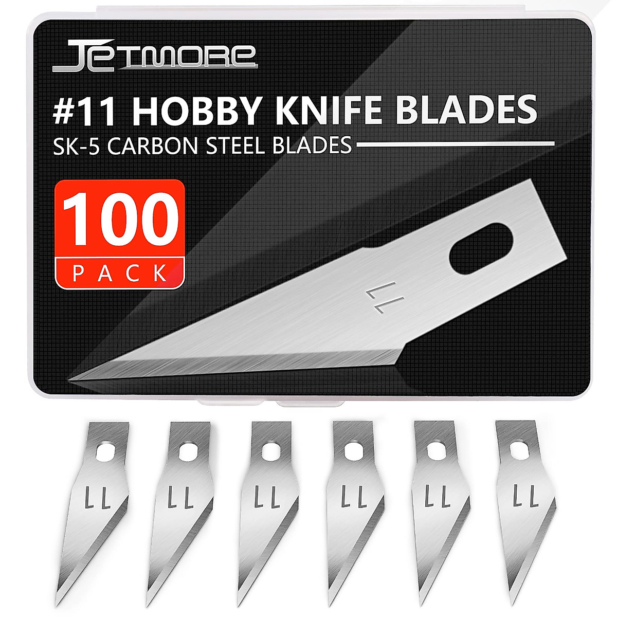 Jetmore 100 Pack Hobby Blades Set #11 Craft Knife Blades Refill Hobby Knife Replacement Blades with Storage Box for Art and Craft Scrapbooking Supplies Caving Stencil