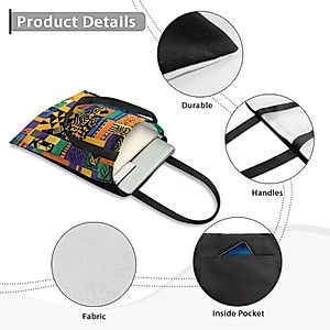 FOR U DESIGNS Teens Canvas Shopping Tote Bag African Tribal Style Printed Shoulder Bags