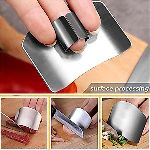 QKUDNGHY 2 Pcs Finger Guards for Cutting, Stainless Steel Finger Protectors for Cutting Food, Knife Guard, Chopping Protector for Dicing and Slicing in Kitchens (2pcs)