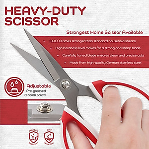 JubileeYarn Workhorse Bertha All Purpose Heavy Duty Scissors - Red & White - 1 Pair