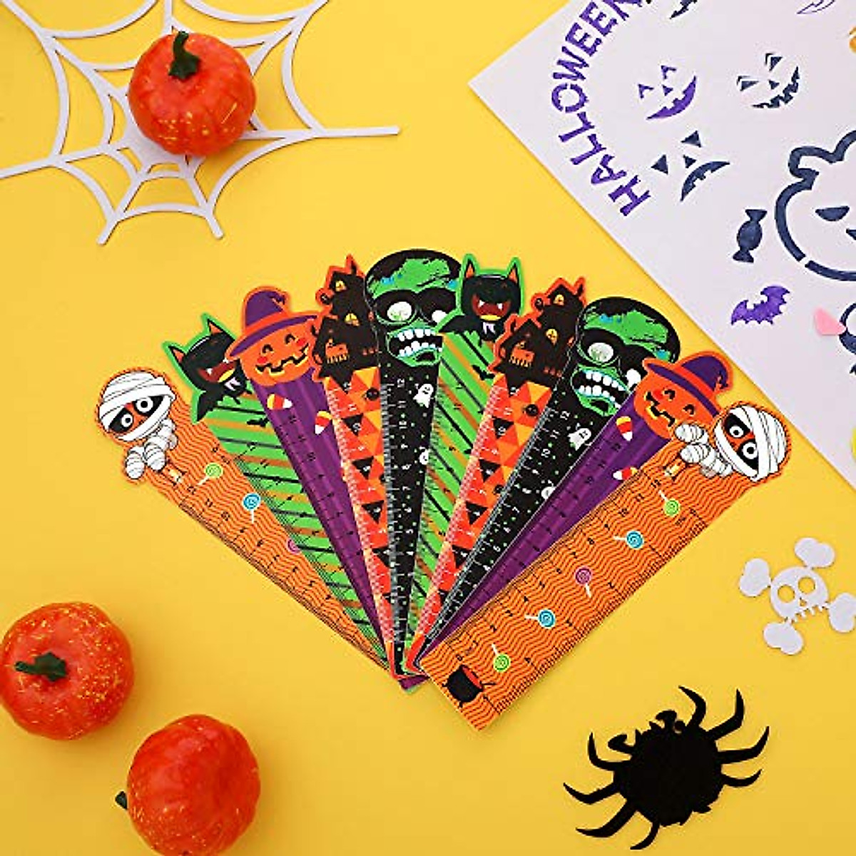 45 Pieces Halloween Bookmark Rulers, Ruler Markers with Halloween Themed Prints for Classroom Rewards and Trick or Treat Prizes Halloween Party Decorations (5 Designs)