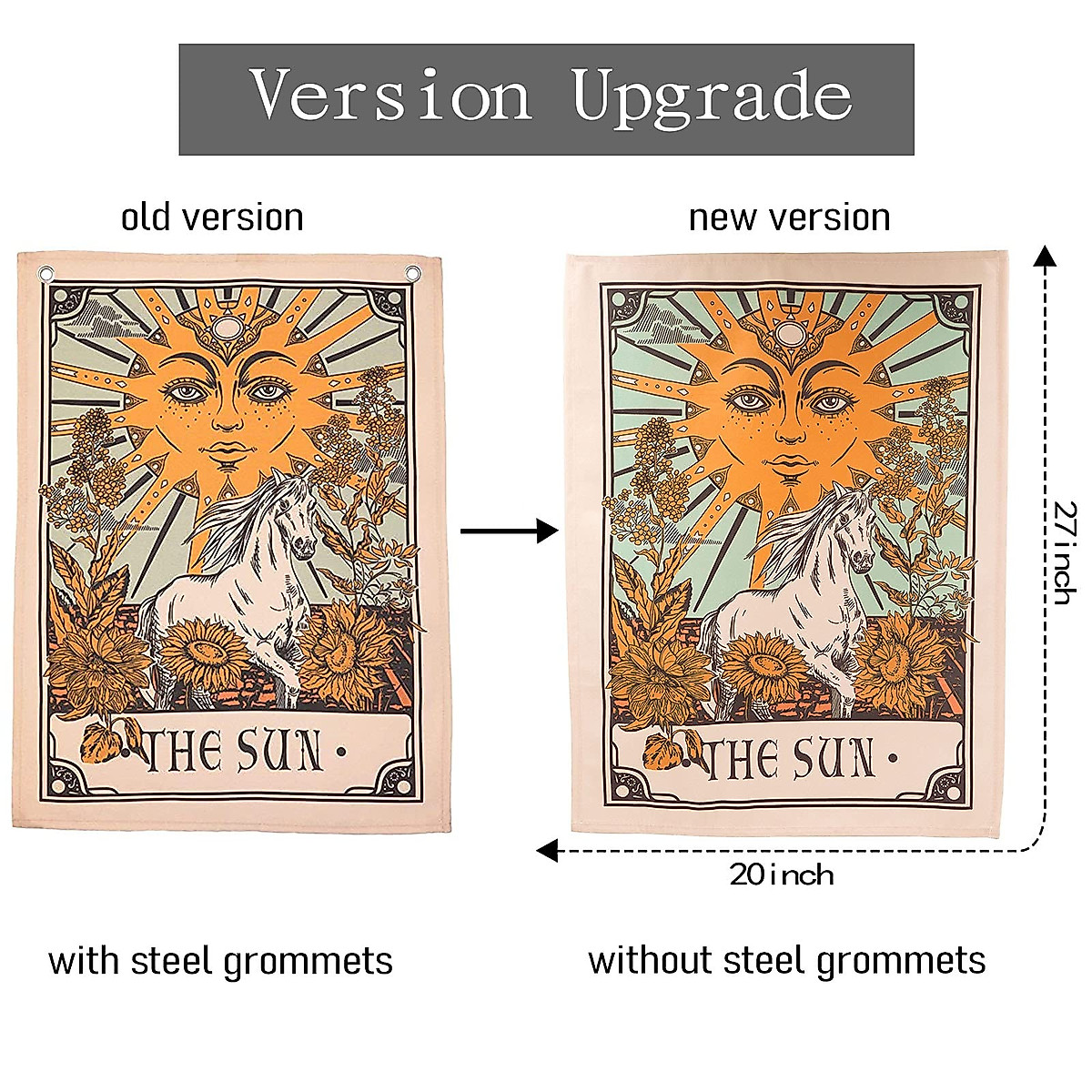 Accnicc 3 Pack Tarot Tapestry, Sun Moon and Star Tarot Card Tapestry, Brown and Beige Tapestry Wall Hanging, Vertical Vintage Aesthetic Wall Tapestry for Room with Steel Grommets (Brown, 20'' × 27'')