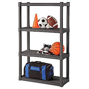 Sterilite 01643V01 4 Shelf Unit, Flat Gray Shelves & Legs, 1-Pack