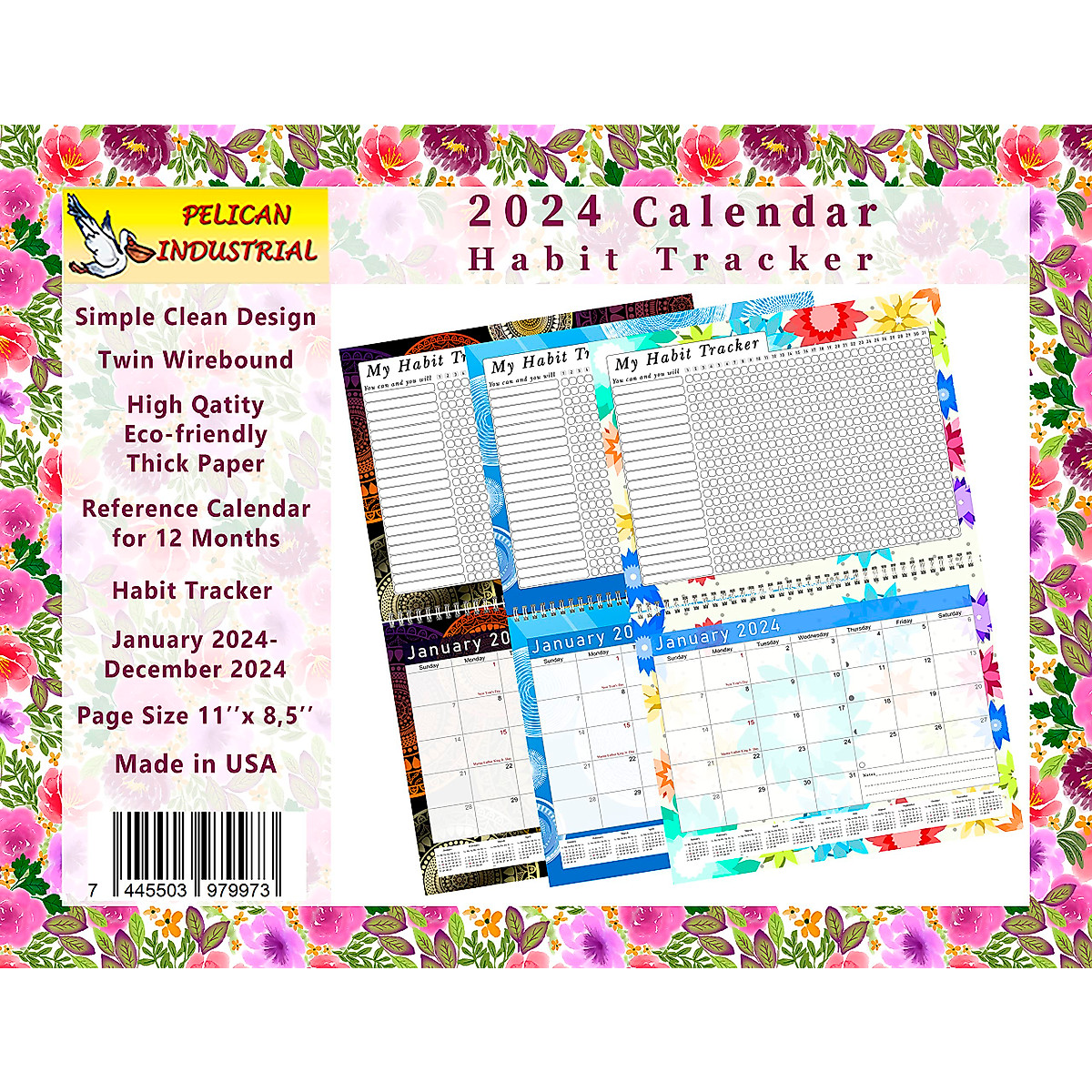 2024 Monthly Desktop/Wall Calendar/Planner - Habit Tracker - Daily, Weekly & Monthly Goal Motivational Habit Tracking Journal Inspirational - (Edition #022)