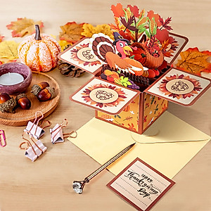 Kesote Thanksgiving Pop Up Card with Envelope, Thanksgiving Greeting Cards Thank You Cards, 3D Thankful Cards for Thanksgiving, Pop Up Happy Thanksgiving Card for Kids Employees