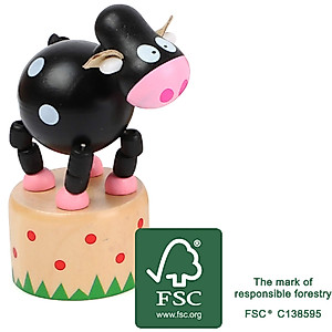 small foot wooden toys Cute Dancing Cow Toy Designed for Children Ages 3+, Multi