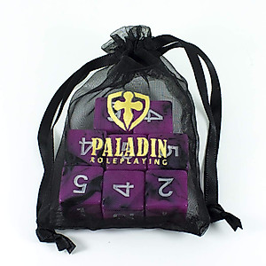 Paladin Roleplaying Magenta and Black Dice - 8 D6 Set - 'Succubus'
