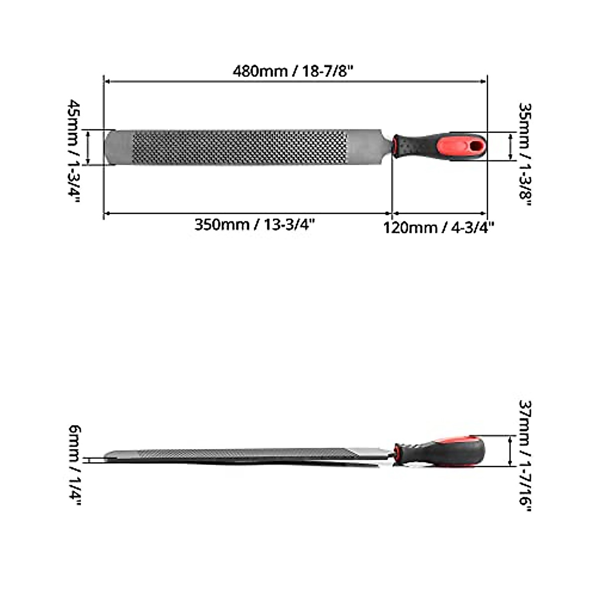 QWORK 14" Farrier Rasp File Double-Sided Hoof File, Farrier Hoof Rasp with Rubber Handle, Goat Rasp Pig Hoof File, Horse Equine Rasp Hoof, Horse Hooves and Pig Hooves, Improved Precision Edges