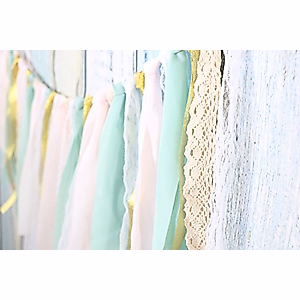 Lace Tassel Garland Fabric Garland Rag Tie Garland Shabby Chic Blush Banner Wedding Backdrop Wedding Decor Baby Shower Party Decor Home Decor Wall Hanging Boho Decor Fall Decor Birthday Banner