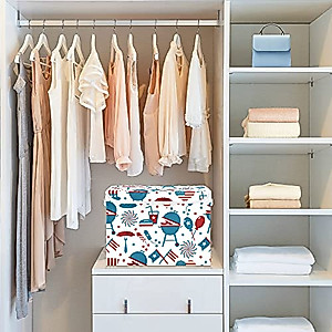 Fourth July Party Storage Bins with Lids Collapsible Storage Box Basket with Lid Closet Organizer Containers Storage Boxes for Organizing for Laundry Room School Office Cars