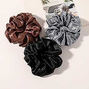 Scrunchies Hair Ties Silk Satin Scrunchy - Hair Elastics Bands Ponytail Holder Pack of Neutral Scrubchy Hair Accessories Women Girls