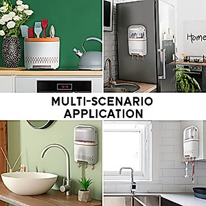 toooi Kitchen Utensil Holder, Wall Mount Utensil Rack, Detachable Multi-use Organizer with Dustproof Cover, Cookware Cutlery Holder, Suitable for Kitchen, Bathroom, Garage and More, White & Orange…