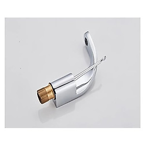 MIYANXI Bathroom Basin Sink Mixer Tap Deck Mount Gold Bath Faucet Black Hot Cold Soild Brass Crane,Kitchen Sink Faucet, Silver, WJ5501