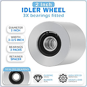 Belt Grinder 2" x 72" Wheel Set Complete Belt Knife Grinder Wheel Set Aluminum Wheel Crowned for Knife Grinder 4" Drive 5/8" Bore 3" Track 2" Idler (4" 5/8-3" - 2")