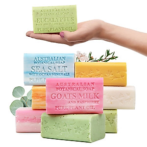 Australian Botanical Soap, Pure Plant Oil Soaps, 8 Bar Soap Variety Pack | 6.6 oz (187g) Natural Soap Base | All Skin Types | Women & Men | Shea Butter Enriched Bar Soap - Pack of 8