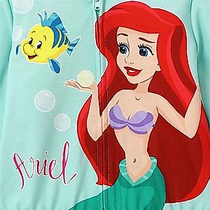 Disney Princess Toddler Big Kid Girls' Hoodies Fashion Zip-Up Long Sleeves Sweatshirts Top, Green, 4-5 Years