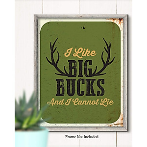 Govivo I Like Big Bucks And I Cannot Lie - Wall Decor Art Print with a green background - 8x10 unframed artwork printed on photograph paper