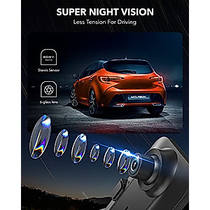 WOLFBOX G840H 2.5K Mirror Dash Cam,12'' Mirror Dash Cam Front and Rear,1080P Rear View Mirror Camera,Dual Dash Camera for Cars with 32GB TF Card & GPS,Super Night Vision,Parking Monitoring