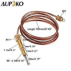 Aupoko Universal Gas Thermocouple, 27.5" Direct Vent Fireplace Thermocouple Flame Failure for BBQ Grill, Firepit, Fireplace