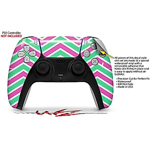 WraptorSkinz Skin Wrap compatible with Sony PS5 DualSense Controller Zig Zag Teal Green and Pink (CONTROLLER NOT INCLUDED)