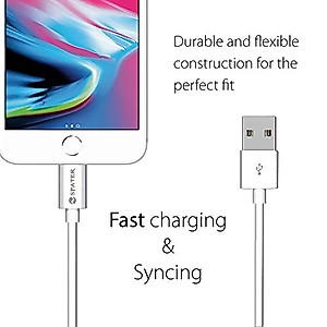 iPhone Charger, Spater Travel Home Wall Charger and a Charging Cable Compatible with iPhone 13, iPhone 12, iPhone 11, iPhone X, iPhone 8, 7, 6, 5, iPad Mini, iPod Touch, and iPods (White)