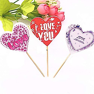 Amosfun Birthday Cake Toppers Double- Sided Printing Cake Picks Romantic Cake Decor Paper Creative Cake Toppers Cake Decorative Plug Flag for Party Cake Decortion