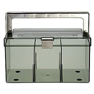 BTSKY Multipurpose Plastic Storage Box with Top Handle & Latch Lock- Portable Storage Box Sewing Box, Tool Box with 2 Removable Grids and Anti-slip Feet for Organizing Art Craft Supplies, Cosmetics, Stationary Supplies(Clear Green)