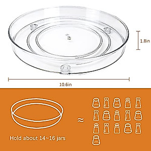 2 Pack Lazy Susan Organizer, 10.6" Clear Lazy Susan Turntable for Cabinet, Plastic Lazy Susan Cabinet Organizer- Kitchen Pantry Organization and Storage
