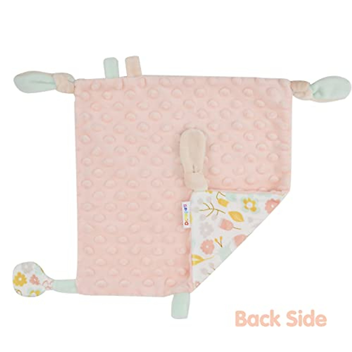 Dr.Rapeti Tag Security Blanket for Baby Infant Toddler Kid 10x10inches Washable Sensory Toy Lovey Appease Blanket (Flower)
