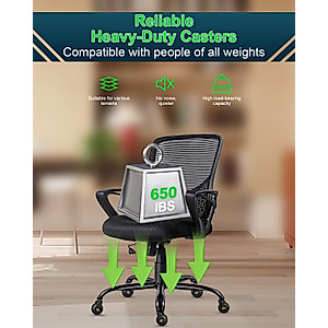 Rollerblade Office Chair Caster Wheels, Noise Free Chair Casters Set of 5 for Carpet, Hardwood Floor and Tile, Universal Fit for Most Chairs NOT Compatible for IKEA (Black)