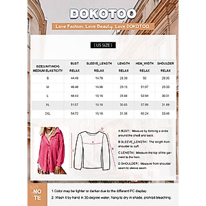 Dokotoo Womens V Neck Waffle Knit Tunic Blouse, Long Sleeve, Button Up, Loose Fit, Solid Color - Medium, Black (Spring Fashion 2023)
