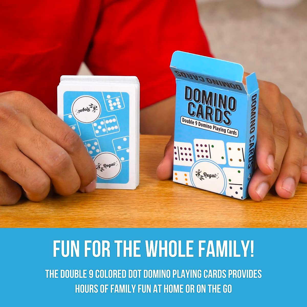Regal Games - Double 9 Domino Playing Cards - Colored Dots Deck - Family-Friendly Domino Card Game - 2-8 Players - Ages 8+ - 55 Card Deck - 3.5” x 2.5”