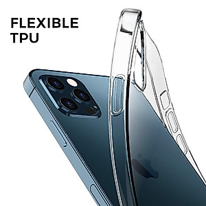 Aeska iPhone 12 Case, iPhone 12 Pro Case, Ultra [Slim Thin] Flexible Clear TPU [Scratch-Resistant] Gel Rubber Soft Skin Silicone Protective Case Cover for iPhone 12/iPhone 12 Pro 6.1'' (Clear)