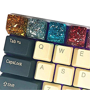 Handmade Resin & Foil Artisan Backlit Keycaps Translucent Key Caps OEM Profile for Cherry MX Gaming Mechanical Keyboard