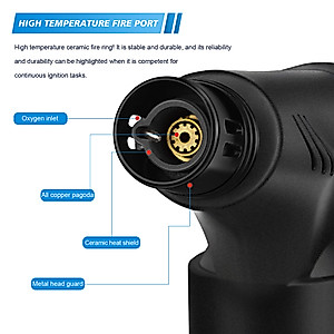 Samniu 4 Pack of Torch Lighter, Jet Flame, Butane gas, Mini Refillable Windproof Lighters, for candle, fireplace, grill (Gas not Included)