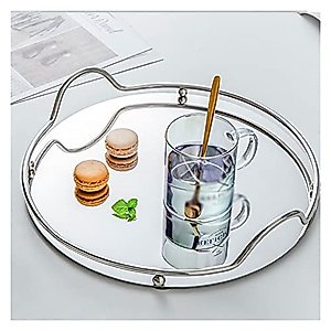 TREXD Stainless Steel Trays Decorative Nordic Round Metal Tea Cup Wine Set Storage Tray Living Room Decoration (Color : Black, Size : 1)